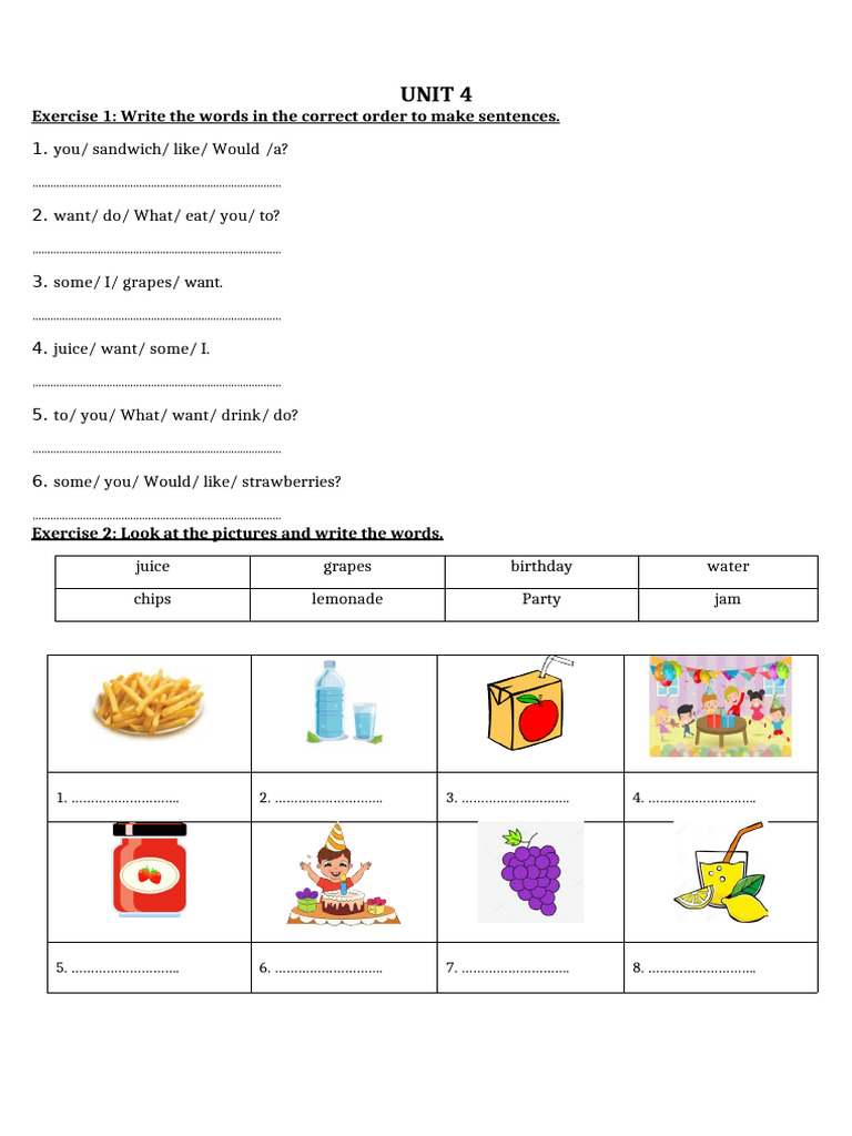 UNIT 4 | PDF | Cuisine | Foods