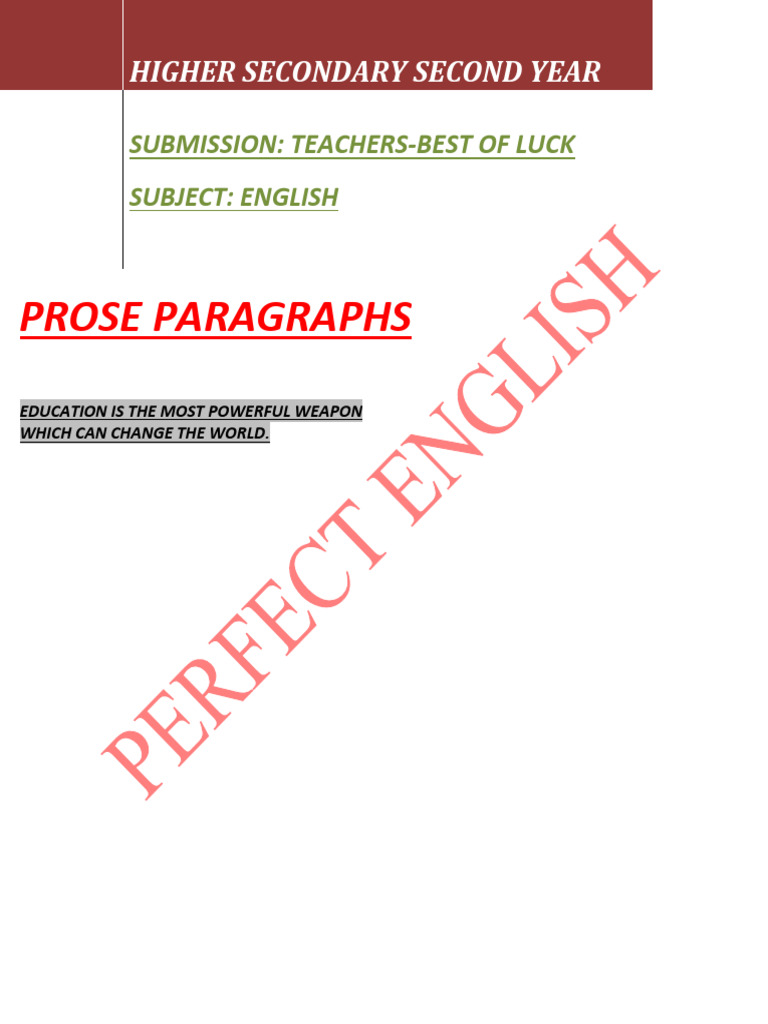 English Prose Analysis for 12th Grade | PDF | Vedas | Tea