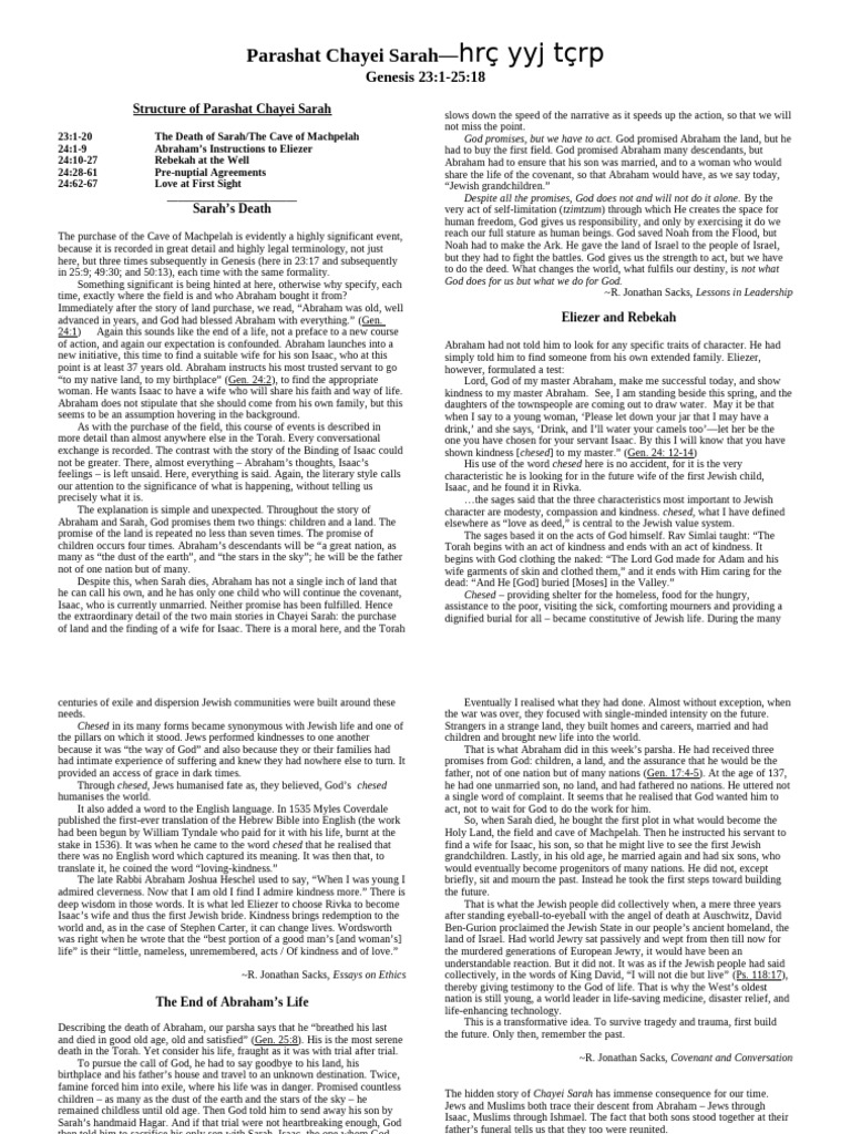 W.S.-Chayei Sarah | PDF | Abraham | Ishmael