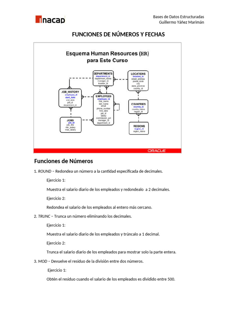 Funciones de Números y Fecha | PDF