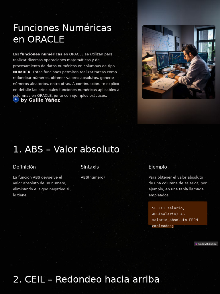 Funciones Numericas en ORACLE | PDF | División (Matemáticas ...