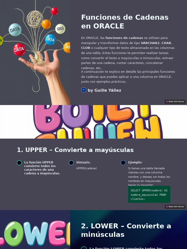 Funciones-de-Cadenas-en-ORACLE 1 | PDF | Informática | Programación de computadoras