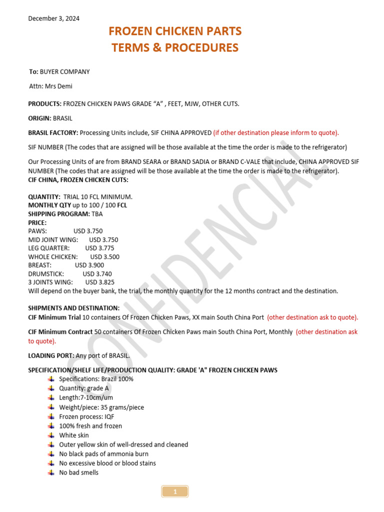 Brazilian Frozen Chicken Paws - TERMS PROCEDURES | PDF | Arbitration ...