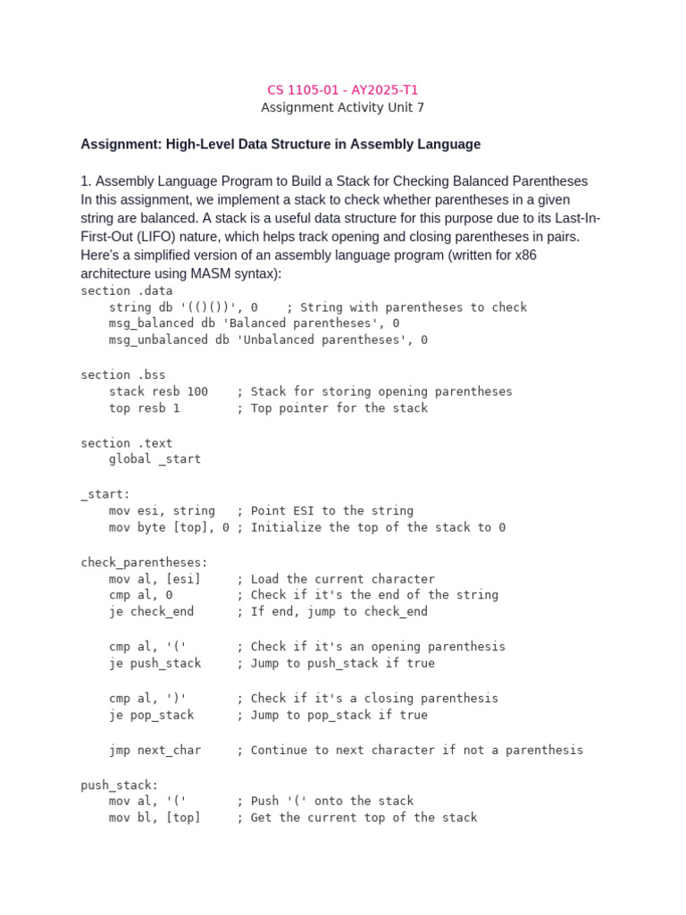 Unit 7 | PDF | Assembly Language | Computer Programming