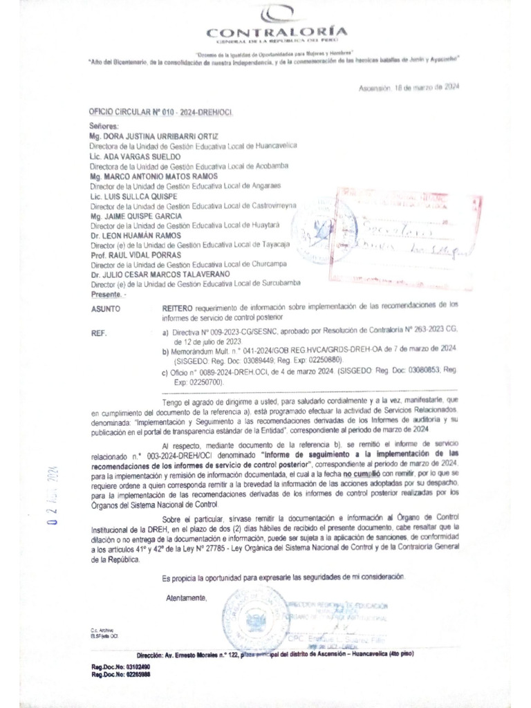 Oficio Circular 10 | PDF