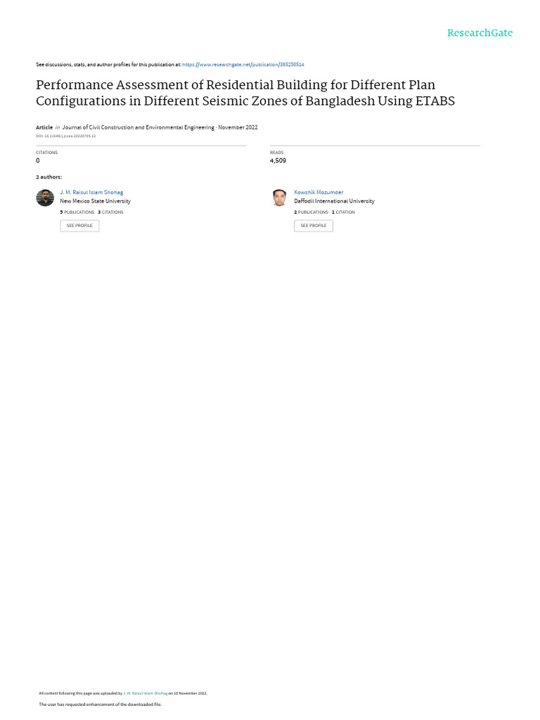 Performance Assessment of Residential Building For | PDF | Structural ...