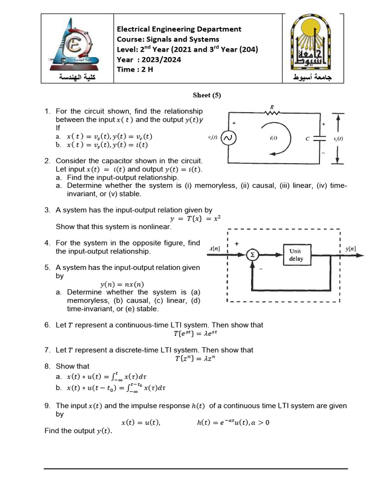 Sheet 5 | PDF | Electrical Circuits | Electronic Circuits