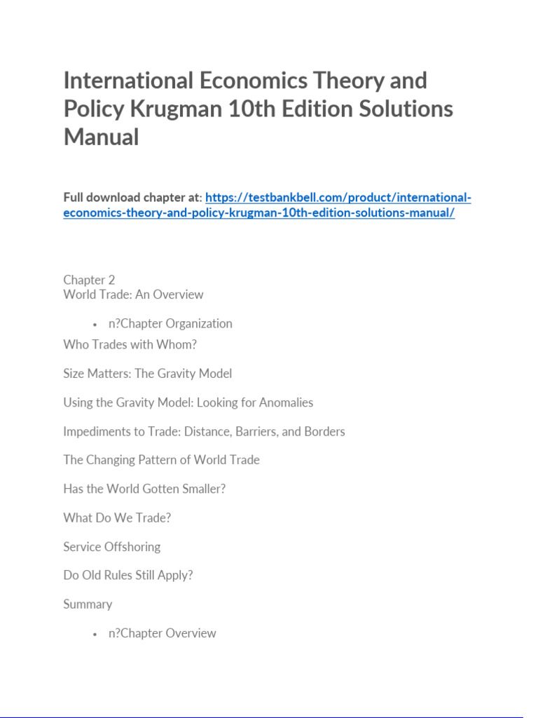 671526922 International Economics Theory and Policy Krugman 10th Edition Solutions Manual | PDF ...