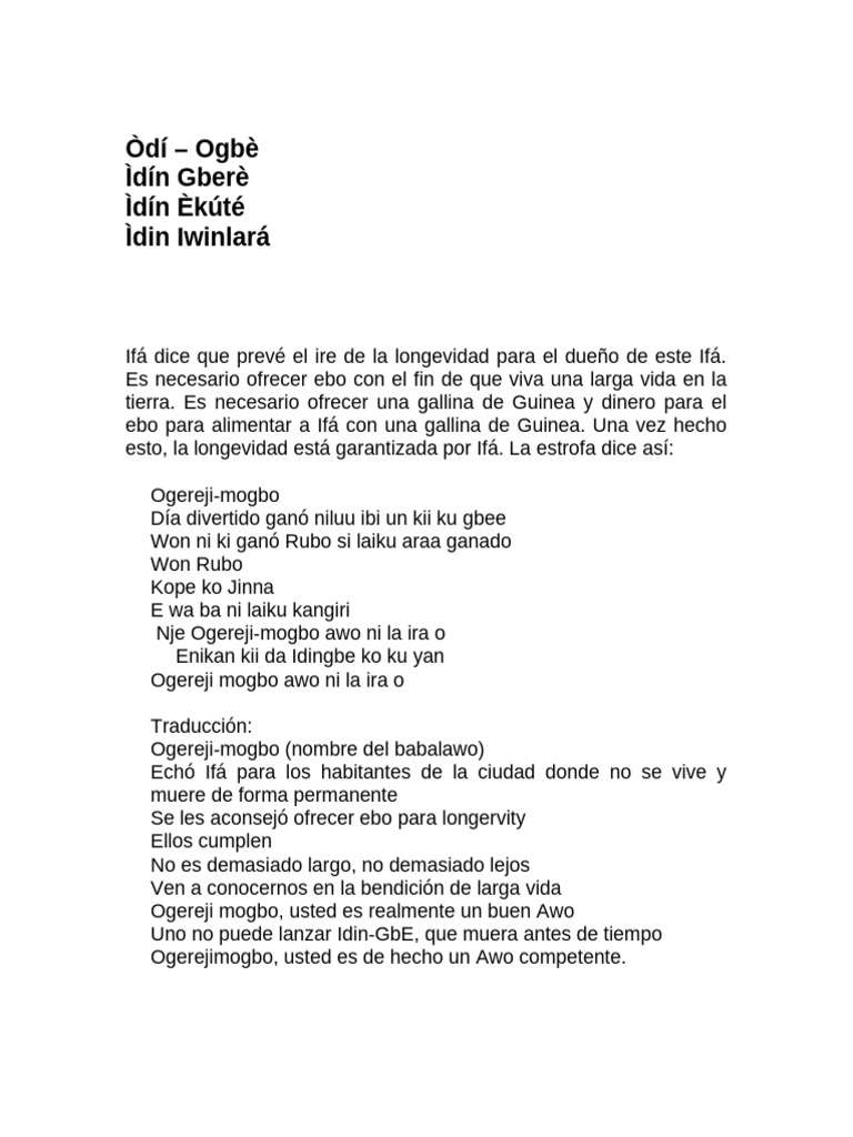 2 Odi Ogbe Ingles | PDF | Religión étnica