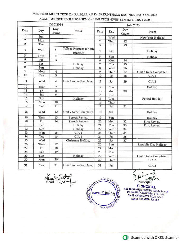 Academic Schedule Even | PDF