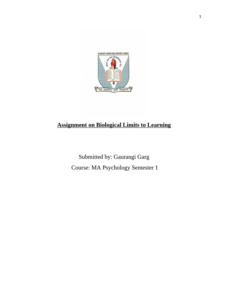 Assignment on Biological Limits to Learning | PDF | Neuroplasticity ...