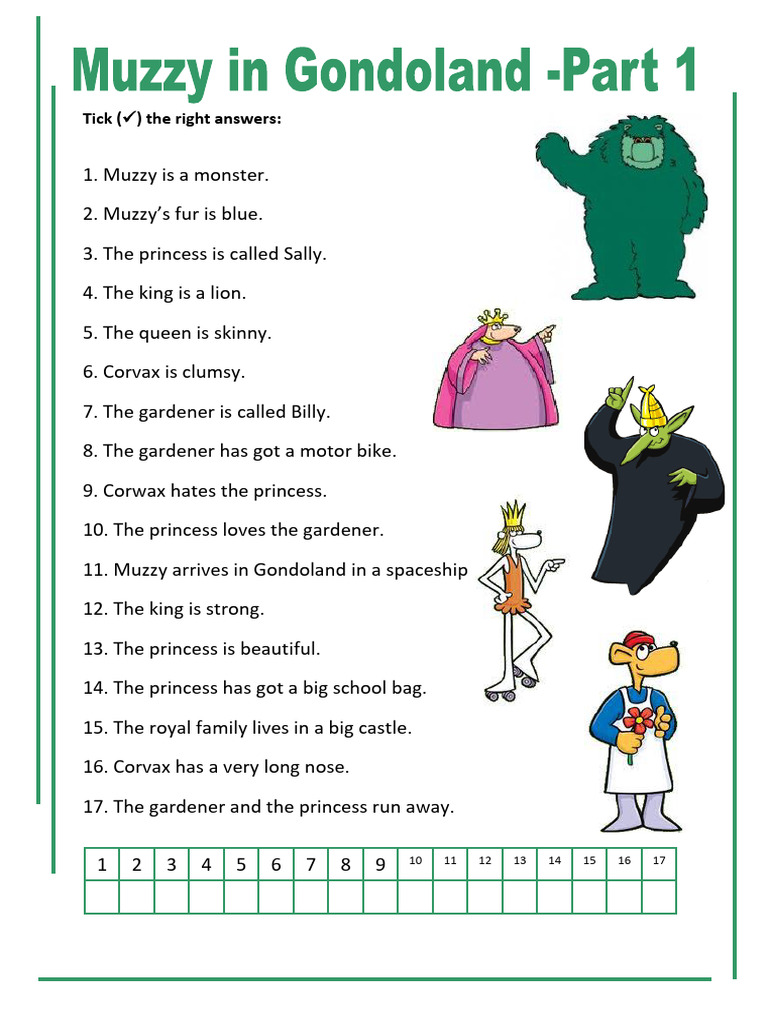 Muzzy Story Quiz: True or False | PDF