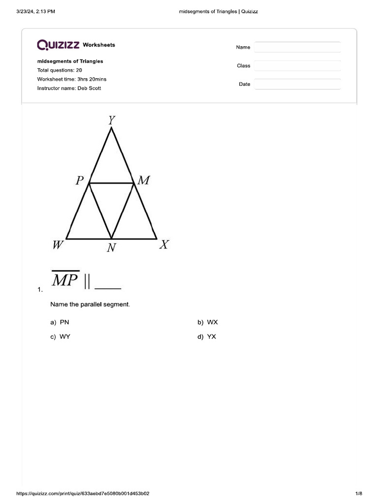 Midsegments of Triangles | PDF
