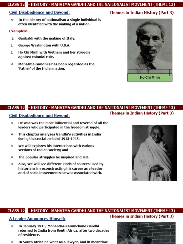 12th - Theme 13 - Mahatma Gandhi & The Nationalist Movement - Civil ...