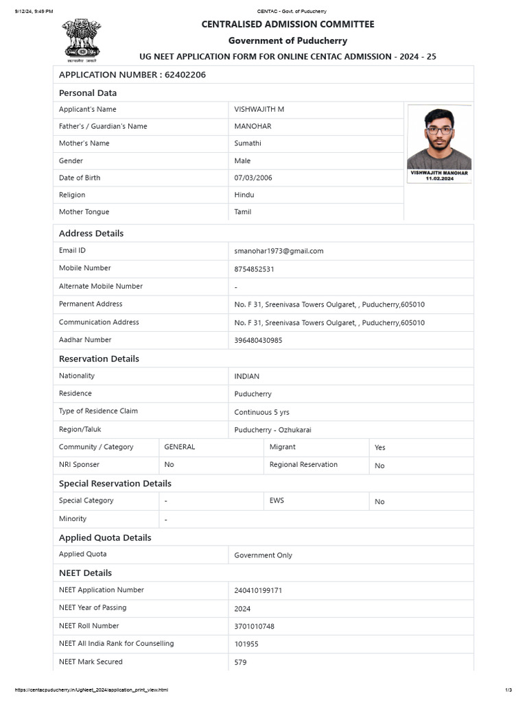 CENTAC - Govt. of Puducherry | PDF