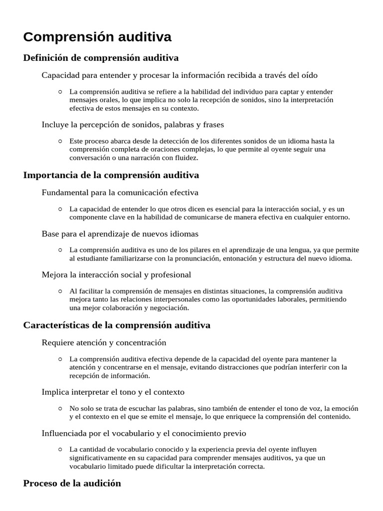 Comprensión Auditiva | PDF | Escuchando | Oído