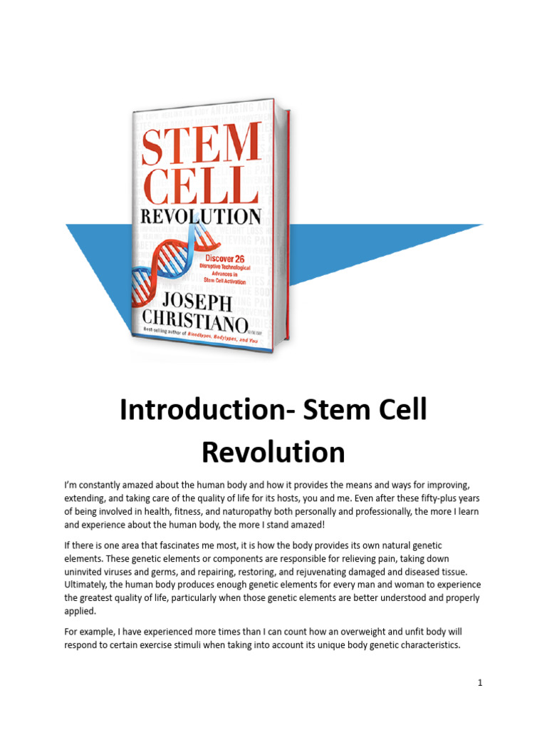 Stem Cell Revolution Introduction.docx | PDF | Stem Cell | Cell Therapy