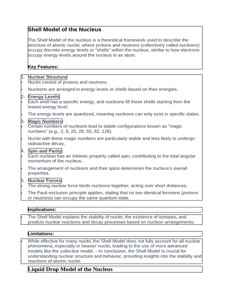 Shell Model of The Nucleus Summary | PDF | Atomic Nucleus | Nuclear Physics