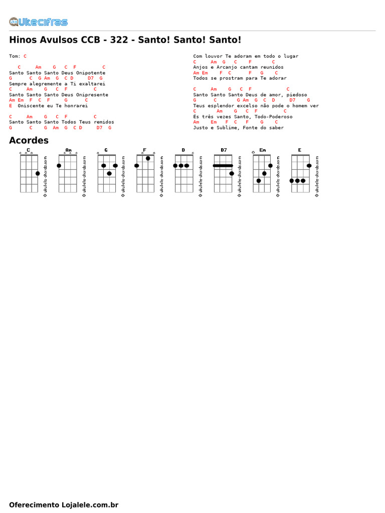 Hino 322 - Santo! Santo! Santo! CCB | PDF