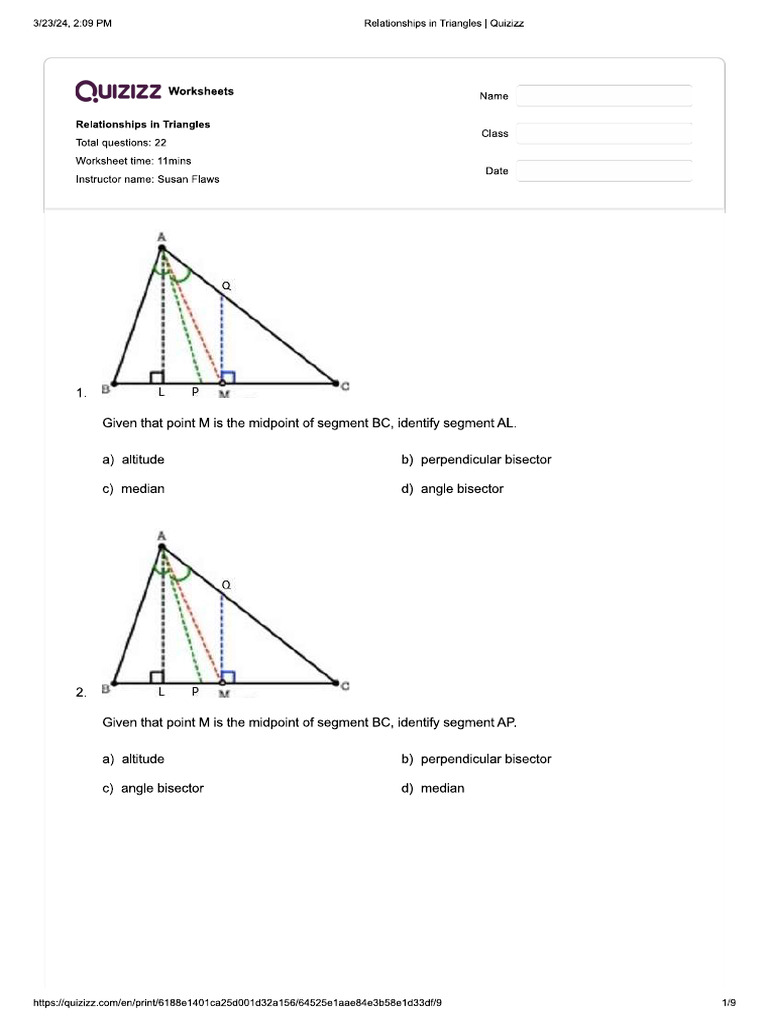 Relationships in Triangles 2 | PDF