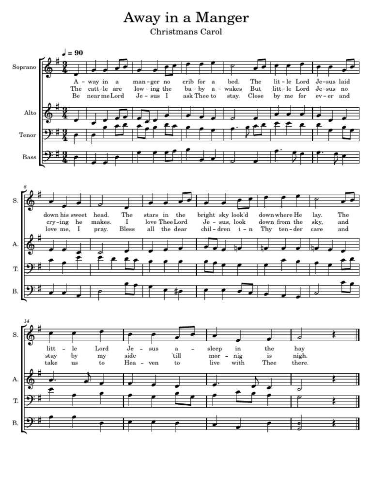 Away in a Manger SATB | PDF | Vocal Music | Choral Music