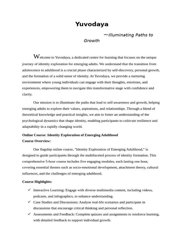 Yuvodaya assignment for syllabus making | PDF | Identity (Social Science) | Multiple Choice