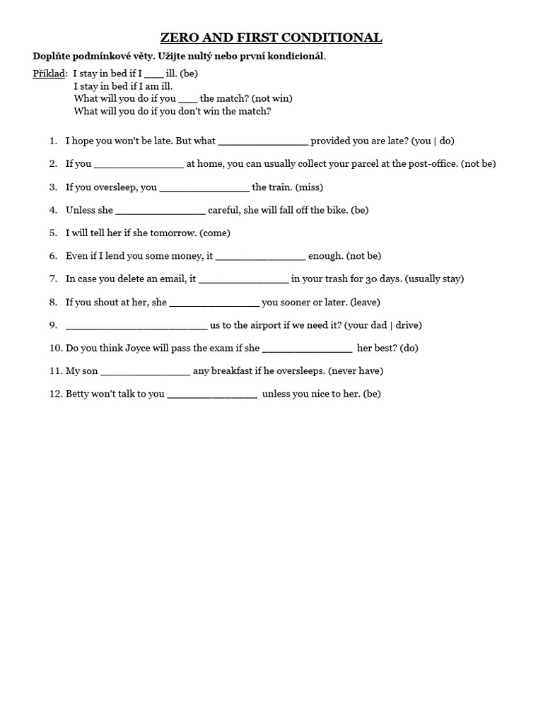 Zero and First Conditional Practice | PDF