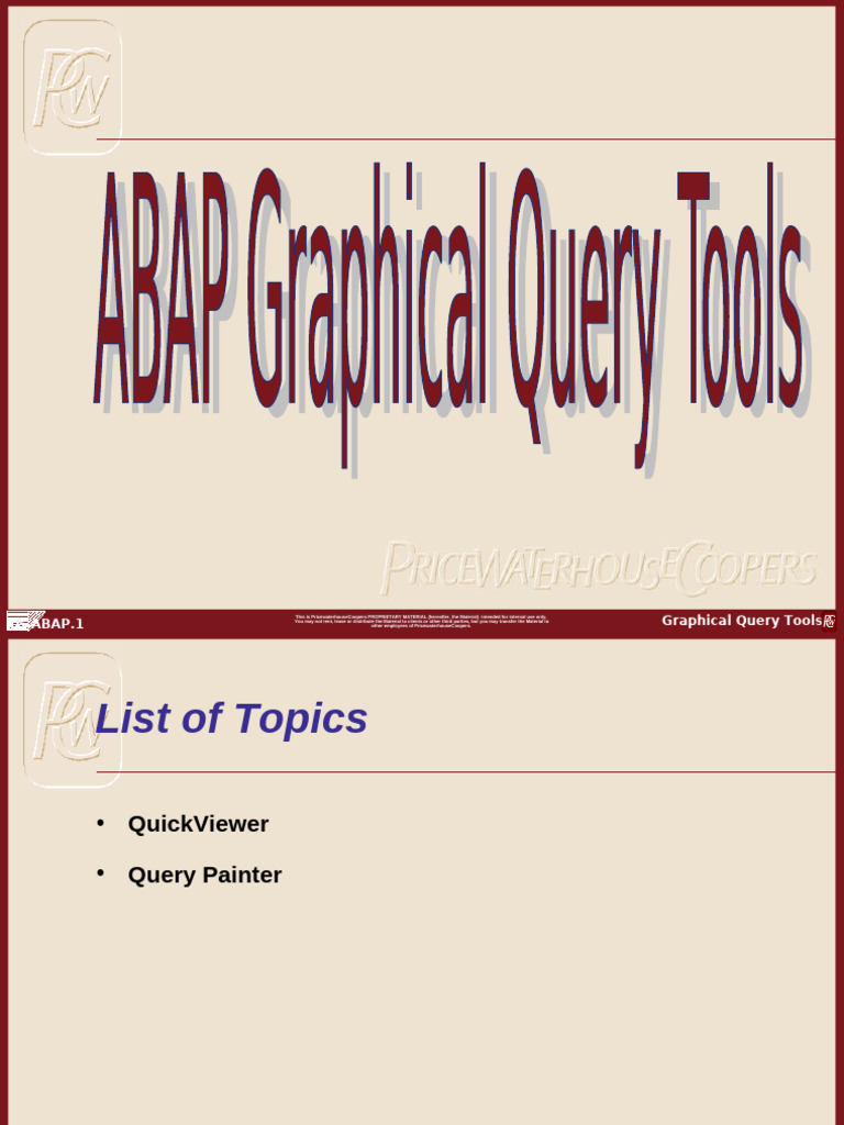 PwC Internal Query Tools Guide | PDF | Databases | Computer Programming