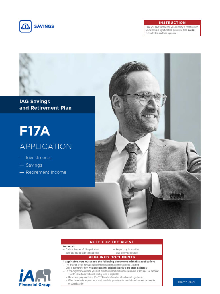 F17A - Investment Application - IAG Savings and Retirement Plan ...