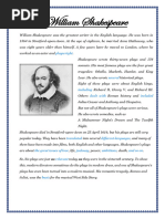 William Shakespeare Biography Questionnaire | PDF