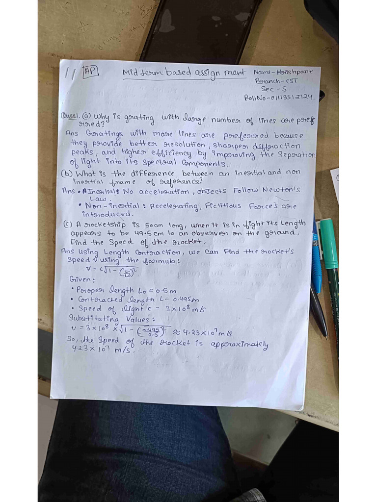 Physics Mid Term Based Assignment Answer | PDF