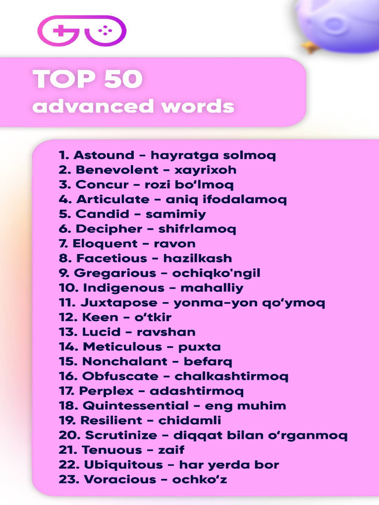 Top 50 Advanced Words | PDF
