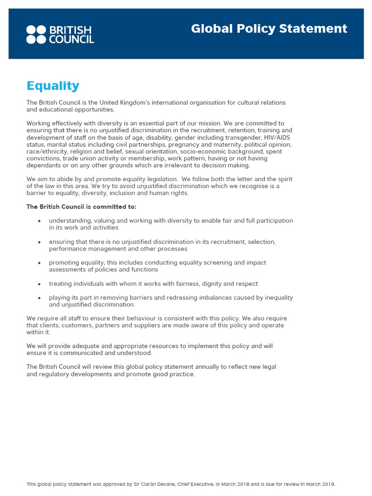 British Council Equality Policy Statement | PDF