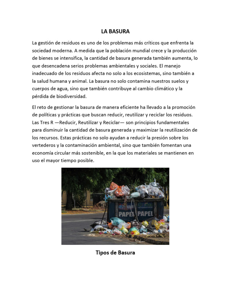 LA BASURA | PDF | Residuos | Reciclaje