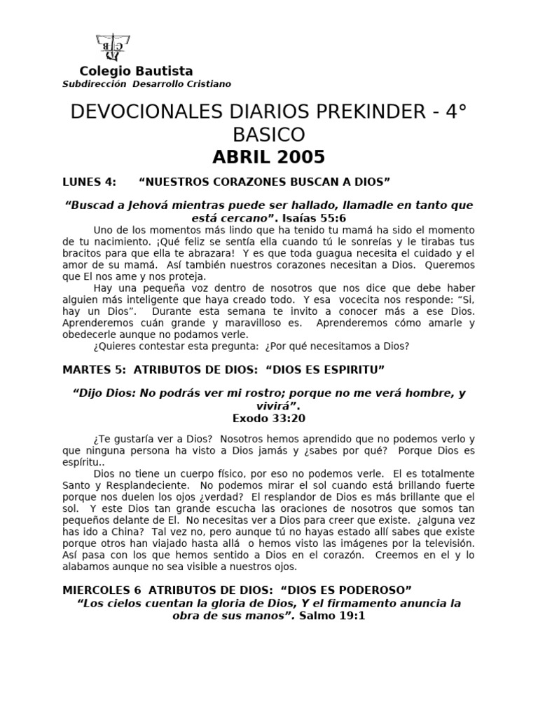 Devocionales Diarios para Niños | PDF | Dios | Libro de Deuteronomio