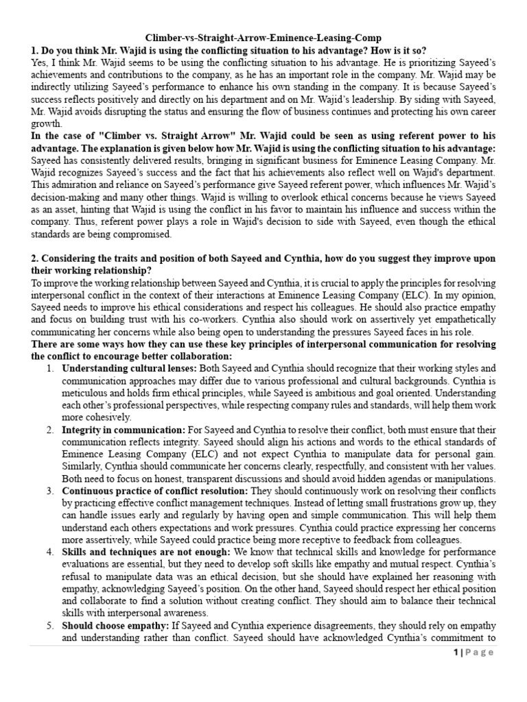 Climber vs Straight Arrow | PDF | Empathy | Extraversion And Introversion