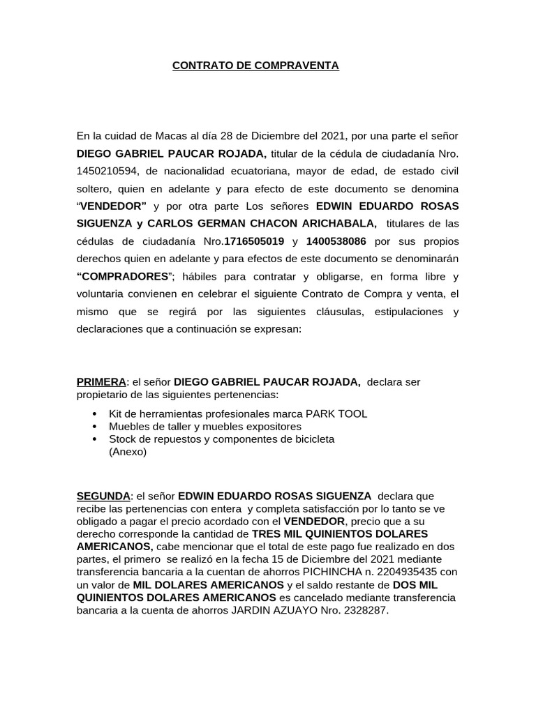 Contrato de Compraventa | PDF