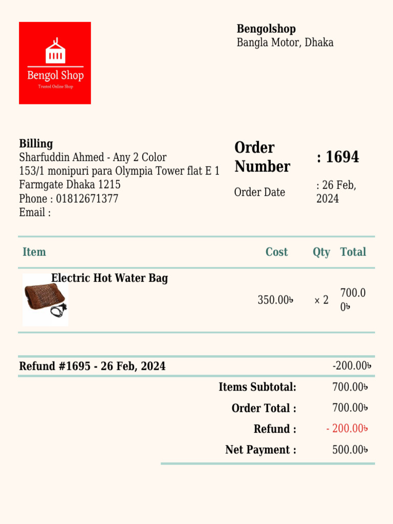 Invoice Lost Products | PDF