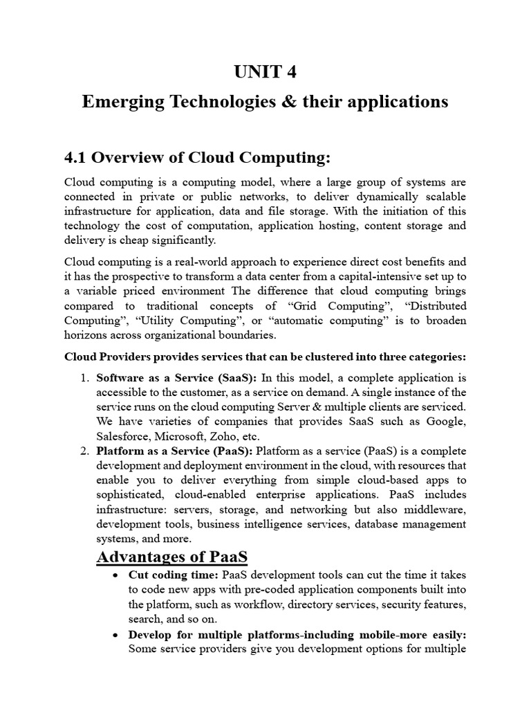 UNIT 4(class notes | PDF | Virtual Reality | Cloud Computing