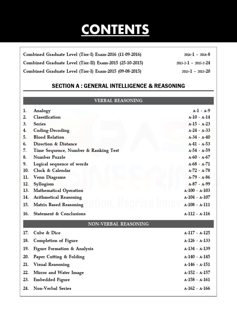 General Intelligence & Reaoning Syllabus - SSC CGL Book | PDF
