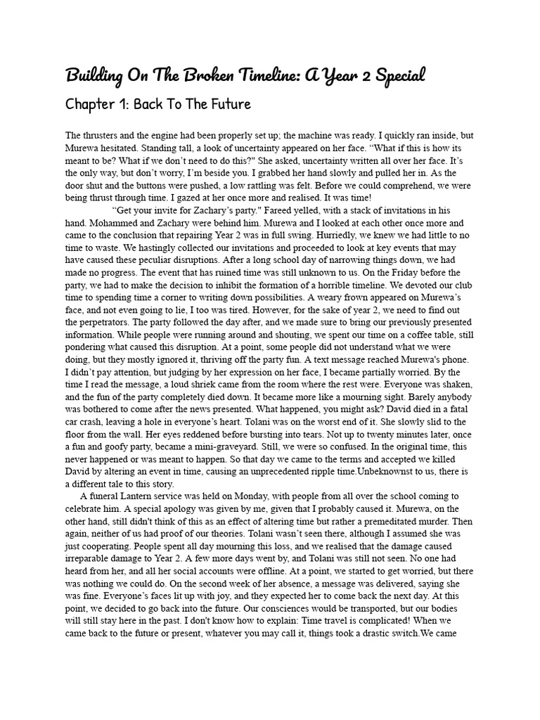 Building On The Broken Timeline - A Year 2 Special | PDF
