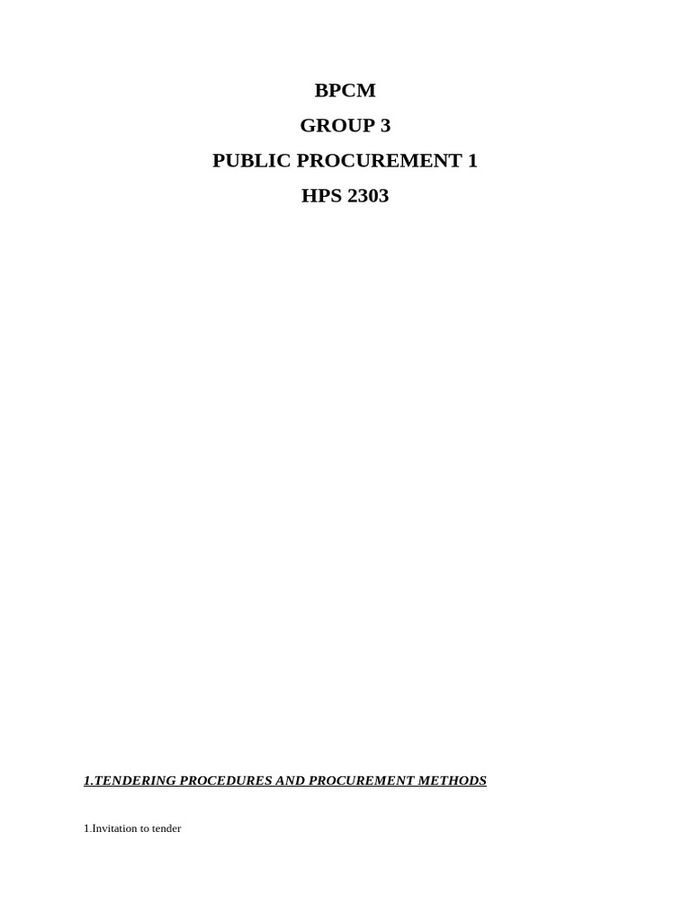 group 3 assignment | PDF | Procurement | Business