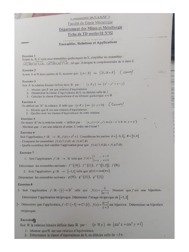 Fiche de TD N02 | PDF