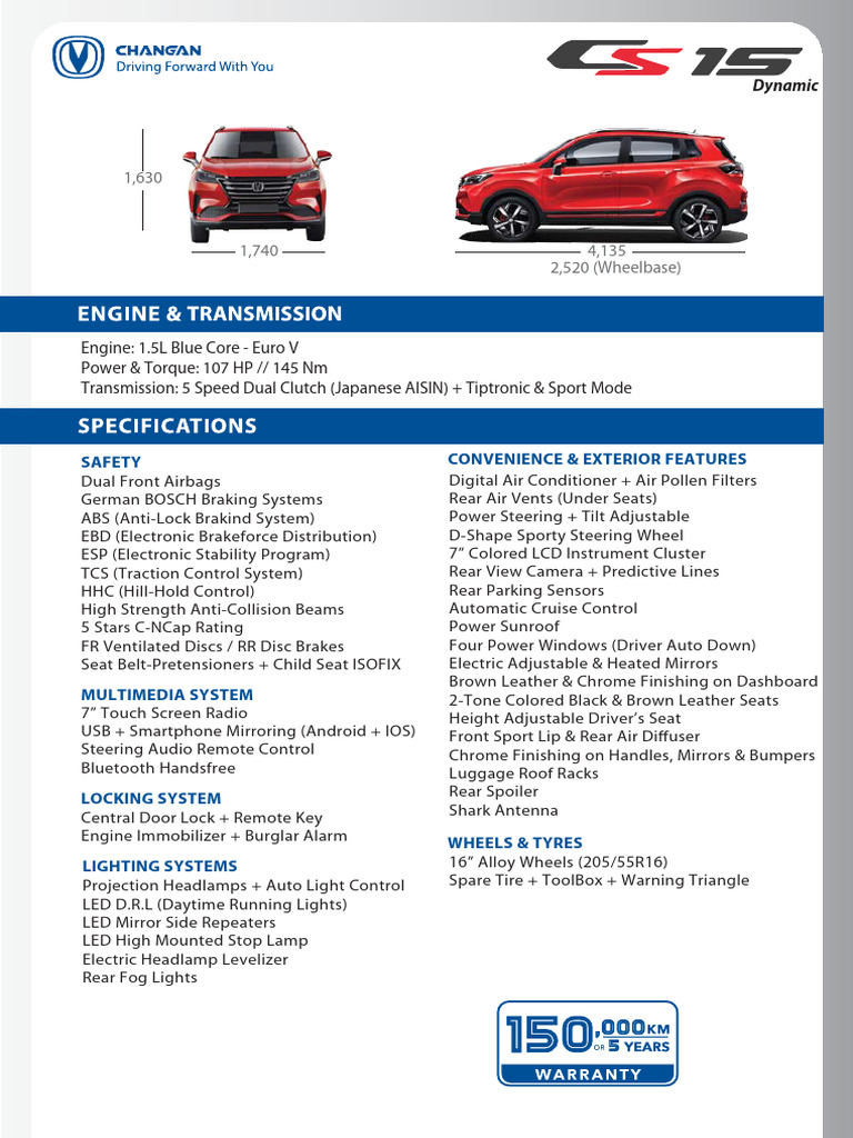 Changan New Spec Sheet CS15 1 | PDF