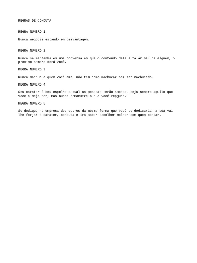 Regras de Conduta | PDF