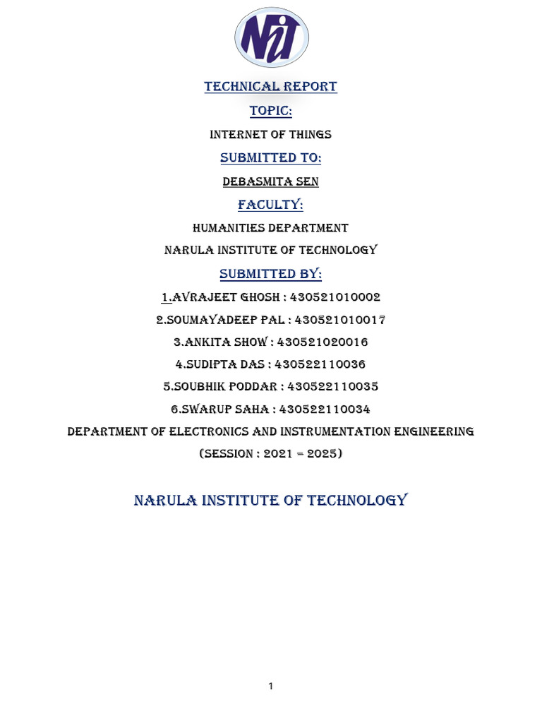 Technical Report Topic: Narula Institute of Technology | PDF | Internet ...