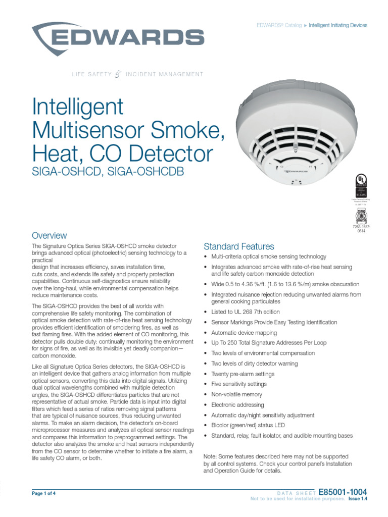 SIGA-OSHCD_E85001-1004 -- Signature Optica Smoke, Heat and CO Detector ...