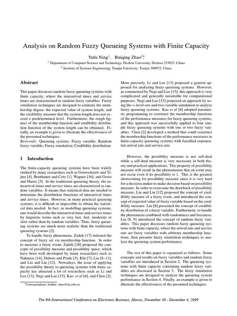 Fuzzy Queueing System | PDF | Probability Distribution | Expected Value