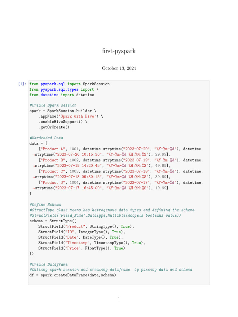 First Pyspark | PDF | Data Type | Comma Separated Values