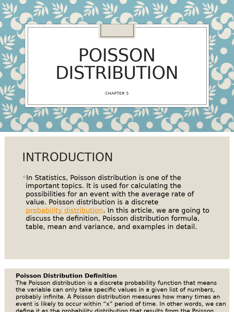 Chap 5 Theory of Probability and Statistics | PDF | Poisson Distribution | Teaching Mathematics